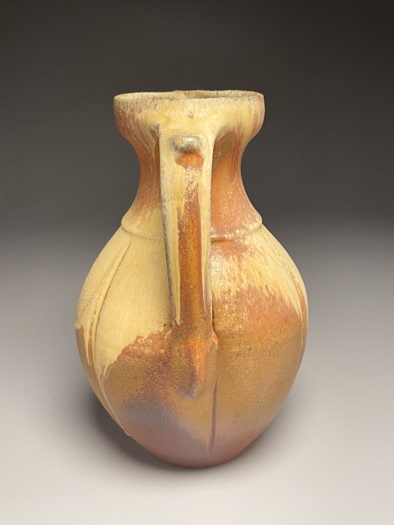 Melon Line Pitcher in Yellow Matte, Pumpkin & Ash Glazes, 11"h (Ben Ow ...