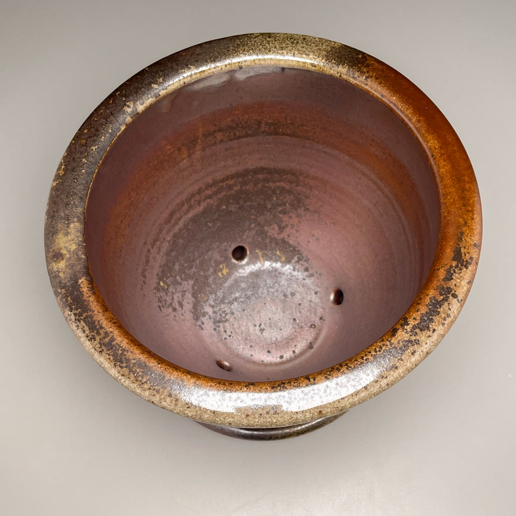 Combed Planter Set in Copper Penny, 10"dia. (Ben Owen Pottery Collecti